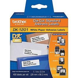 Brother DK1201 Die-Cut Standard Address Labels, 1-1/7" x 3-1/2" OEM