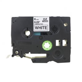 Brother TZe-211 Label Tape, 6mm (0.25") Black on White, Compatible