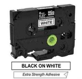 Brother HGe-S211 High Grade 6mm Black on White P-touch Label Tape ...